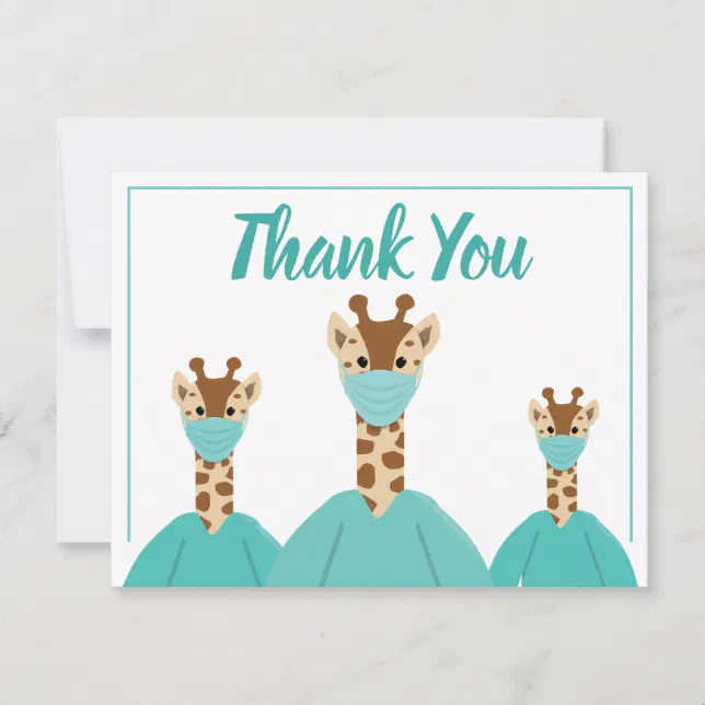 Thank You Medical Nurse Doctor Giraffe Cartoon | Zazzle