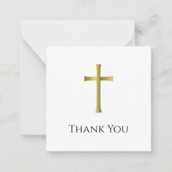 Thank You Memorial Gold Cross Funeral Compact Note Card | Zazzle