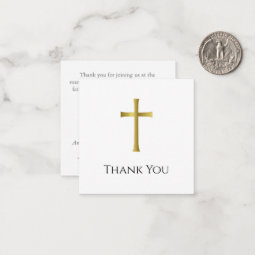 Thank You Memorial Gold Cross Funeral Compact Note Card | Zazzle