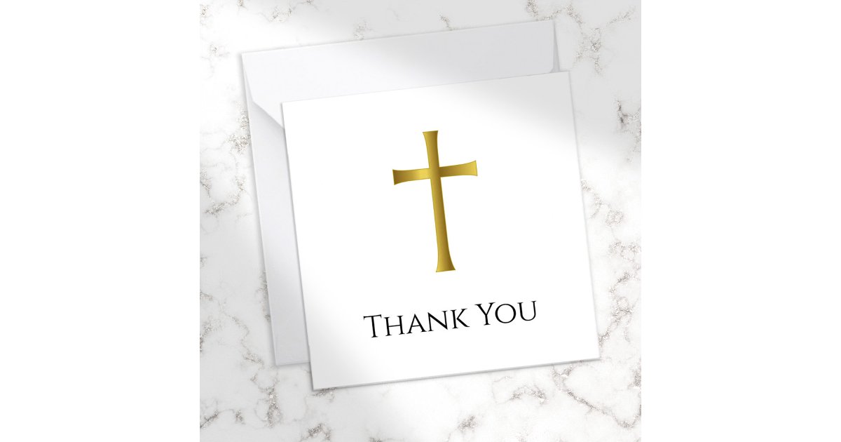 Thank You Memorial Gold Cross Funeral Compact Note Card | Zazzle