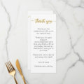 Thank You Menu Card, Reception Menu Thank You | Zazzle