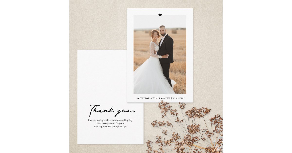 Thank You Message Calligraphy Script Photo Card | Zazzle