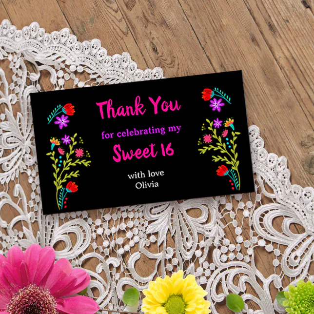 Thank You Mexican Fiesta Floral Sweet 16 Cards | Zazzle