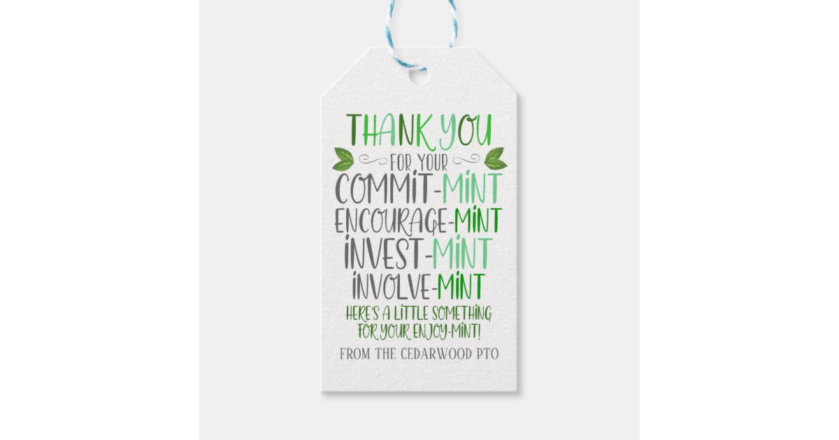 Thank You Mint Appreciation Tag | Zazzle
