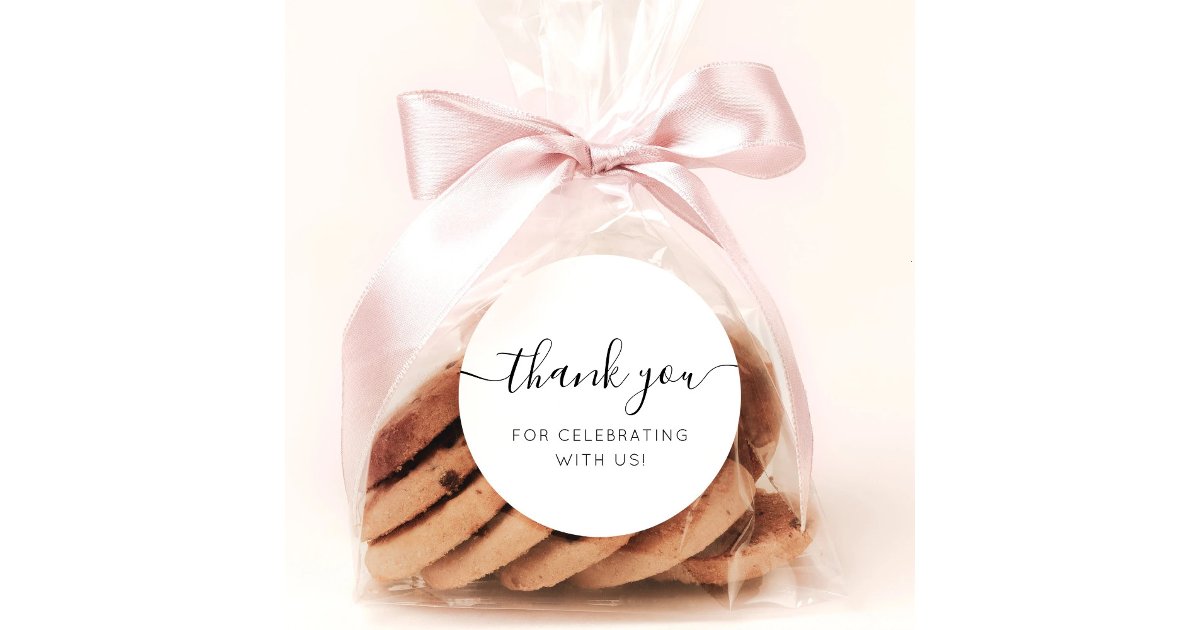Thank You Modern Calligraphy Favor Classic Round Sticker | Zazzle