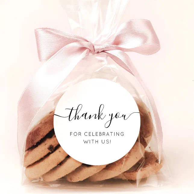 Thank You Modern Calligraphy Favor Classic Round Sticker | Zazzle