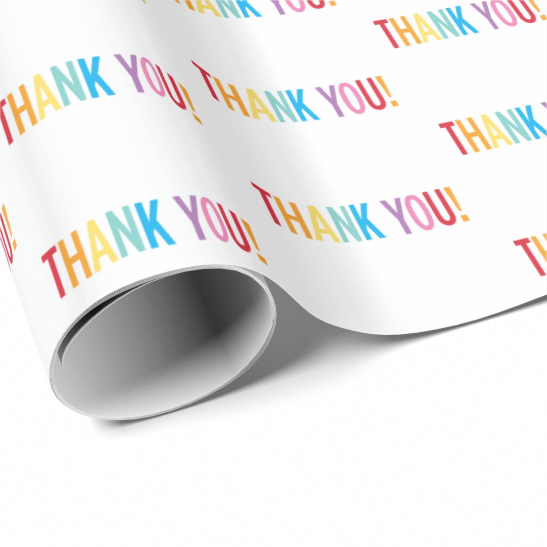 THANK YOU modern colorful rainbow type pattern Wrapping Paper | Zazzle