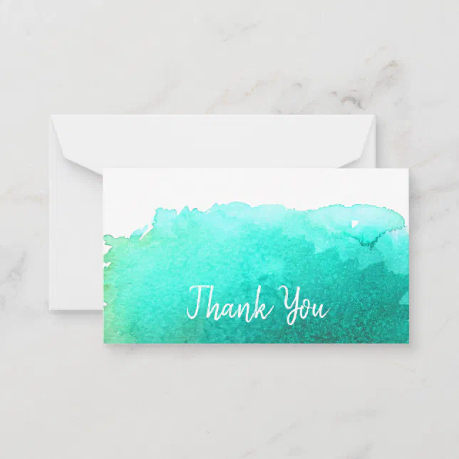 Thank You modern simple blue watercolor art Note Card | Zazzle