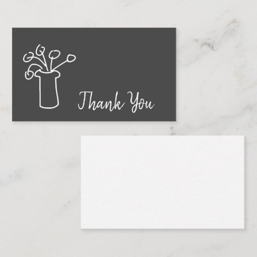 Thank You modern simple gray and white art Note Card | Zazzle