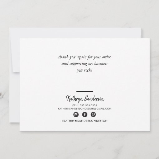 THANK YOU modern small business insert black white | Zazzle