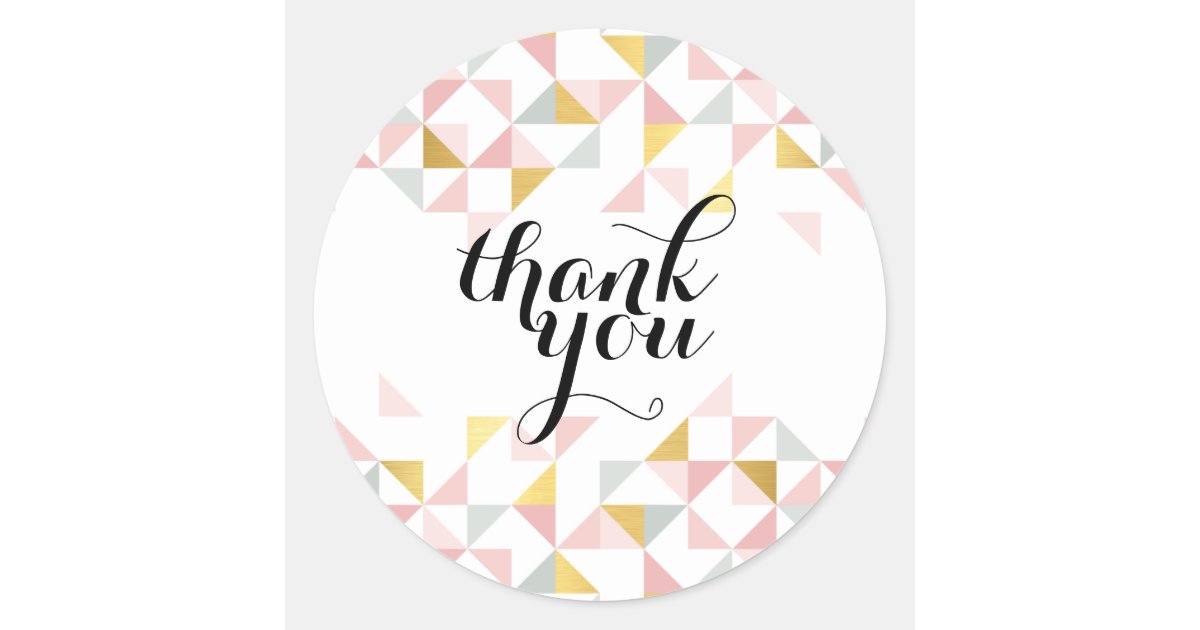THANK YOU modern triangle aztec pattern coral gold Classic Round ...