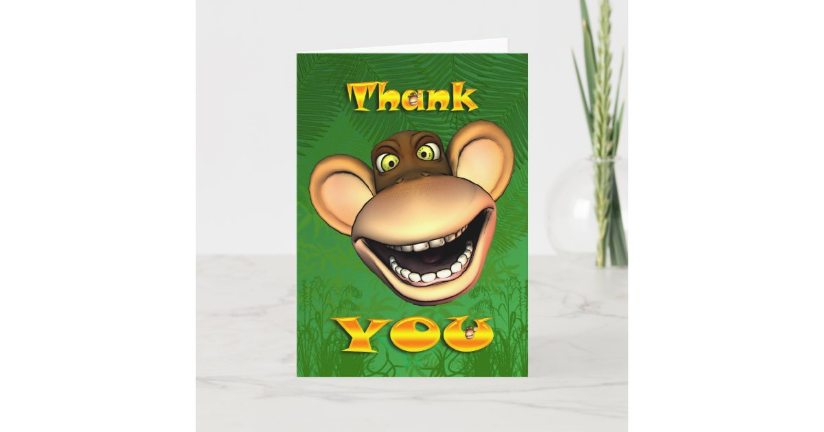 Thank you monkey face, happy jolly card | Zazzle