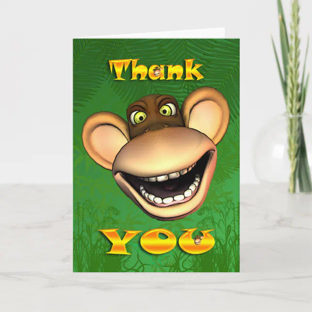 Thank you monkey face, happy jolly card | Zazzle