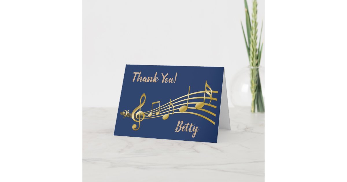 Thank You, Music, Personalized, Blue Greeting Card | Zazzle
