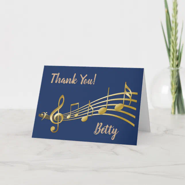 Thank You, Music, Personalized, Blue Greeting Card | Zazzle