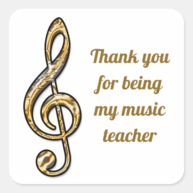 Thank You Music Teacher Clef Symbol Appreciation Square Sticker | Zazzle