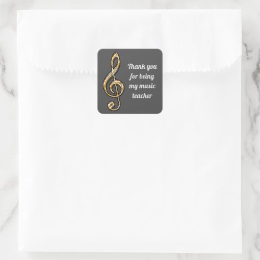 Thank You Music Teacher Instructor Appreciation Square Sticker | Zazzle