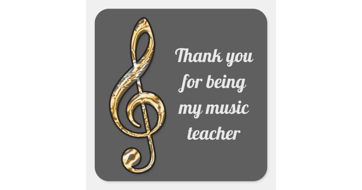 Thank You Music Teacher Instructor Appreciation Square Sticker | Zazzle