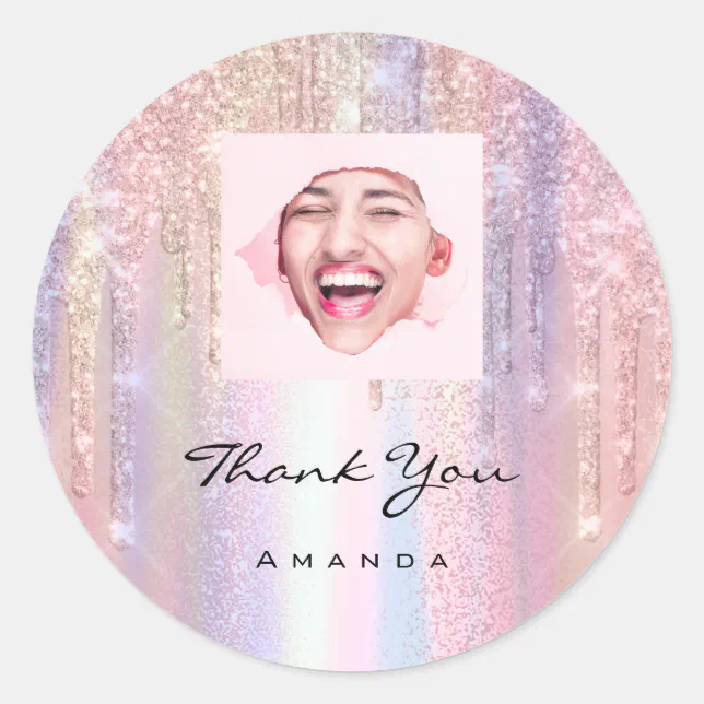 Thank You Name 16th Bridal Rose Custom Photo Classic Round Sticker | Zazzle Thank You Name 16th Bridal Rose Custom Photo Classic Round Sticker | Zazzle