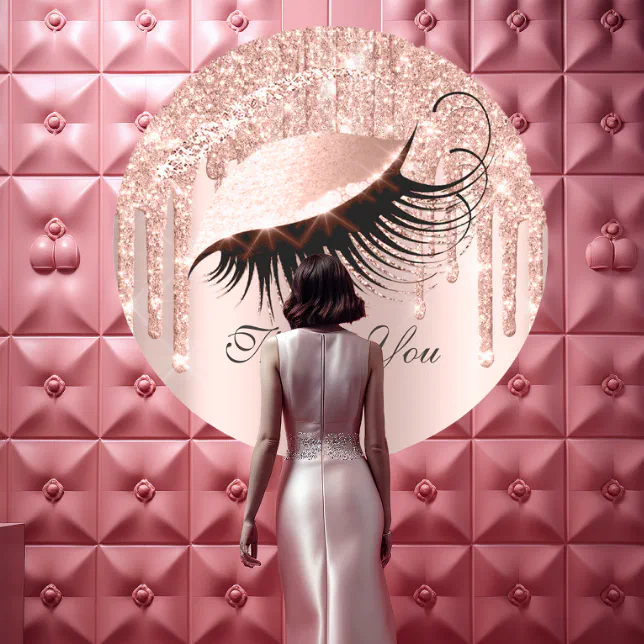 Thank You Name 16th Bridal Rose Glitter Eyes Classic Round Sticker | Zazzle Thank You Name 16th Bridal Rose Glitter Eyes Classic Round Sticker | Zazzle