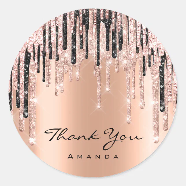Thank You Name 16th Bridal Shower Rose Gold Classic Round Sticker | Zazzle Thank You Name 16th Bridal Shower Rose Gold Classic Round Sticker | Zazzle