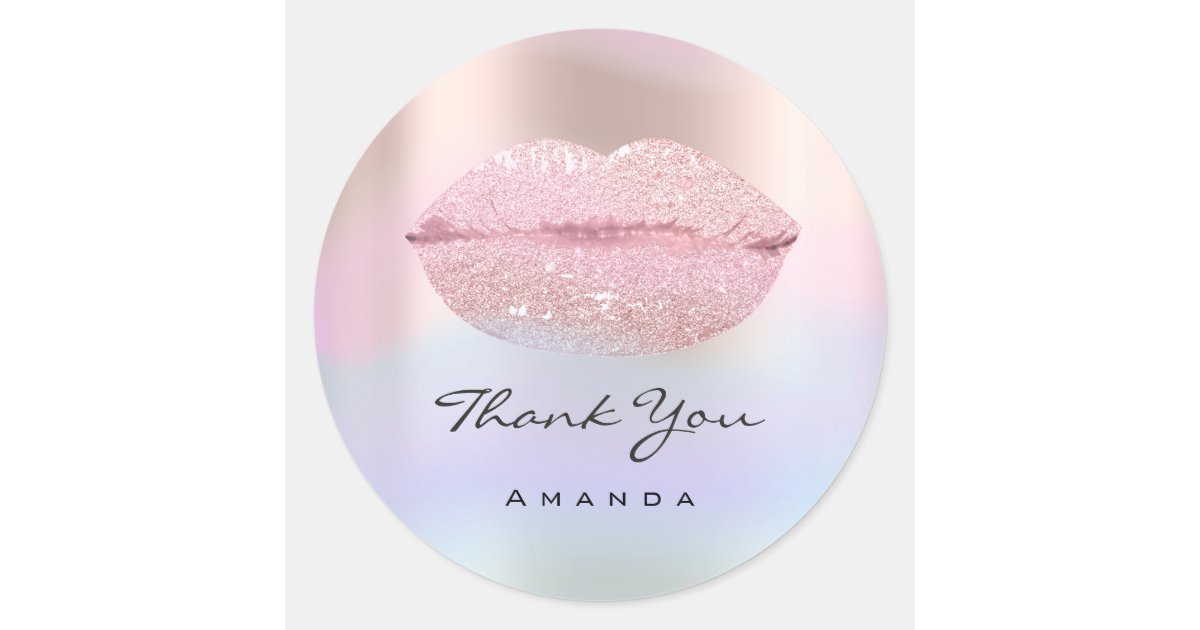 Thank You Name Unicron Rose Holograph Kiss Lips Classic Round Sticker ...