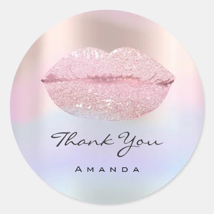 Thank You Name Unicron Rose Holograph Kiss Lips Classic Round Sticker ...