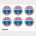 Thank You Nautical Anchor Boat Red White Blue Classic Round Sticker ...