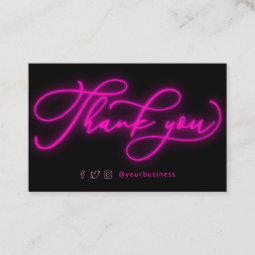 thank you neon pink business card | Zazzle