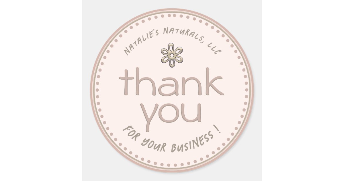Thank you Neutral Blush Pink Dotted Circle Flower Classic Round Sticker ...