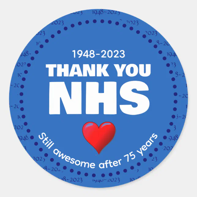 THANK YOU NHS 75 Years Classic Round Sticker | Zazzle