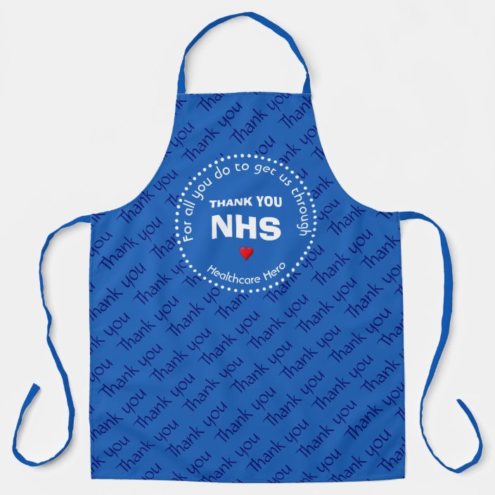 THANK YOU NHS | Healthcare Hero | Custom BLUE Apron | Zazzle.com