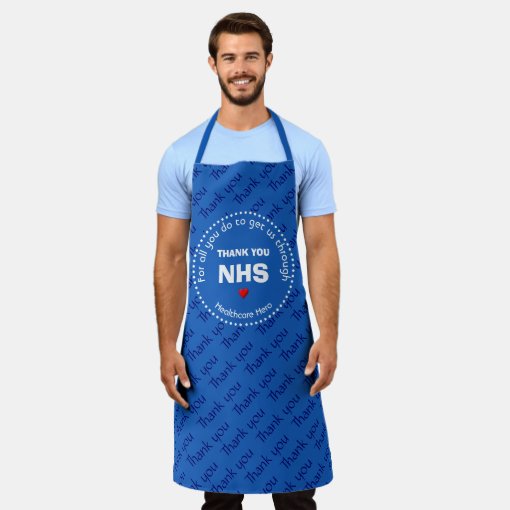 THANK YOU NHS | Healthcare Hero | Custom BLUE Apron | Zazzle