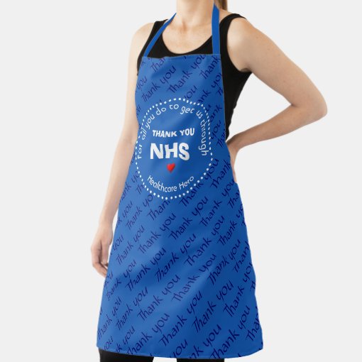 THANK YOU NHS | Healthcare Hero | Custom BLUE Apron | Zazzle