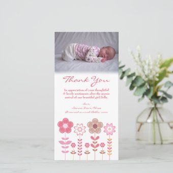 Thank You Note Baby Girl Photo Card Template | Zazzle