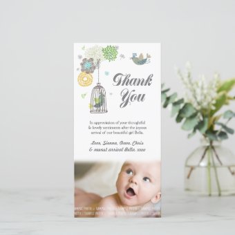 Thank You Note Baby Girl Photo Card Template | Zazzle