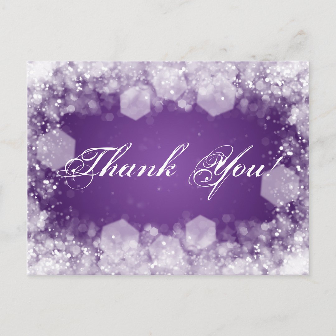 Thank You Note Baby Shower Night Sparkle Purple Postcard | Zazzle