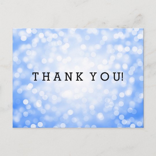 Thank You Note Blue Glitter Lights Postcard | Zazzle.com