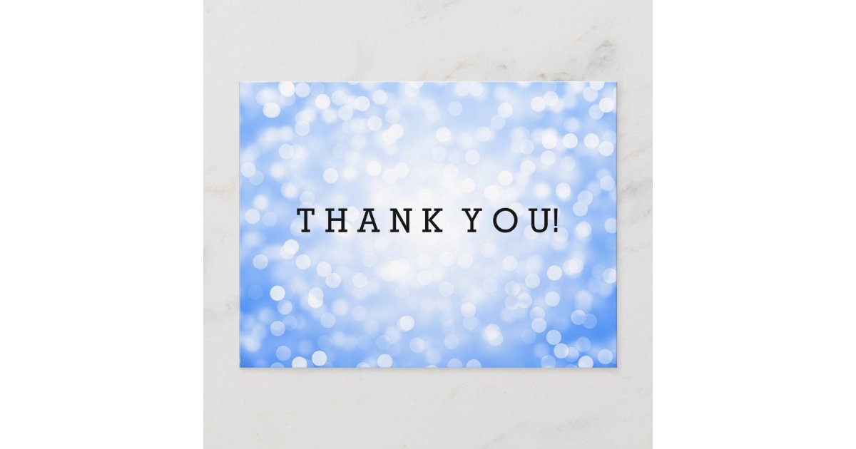 Thank You Note Blue Glitter Lights Postcard | Zazzle