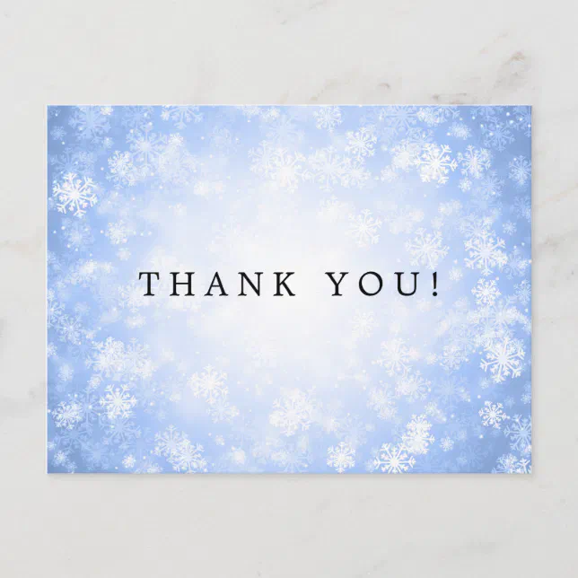 Thank You Note Blue Winter Wonderland Postcard | Zazzle