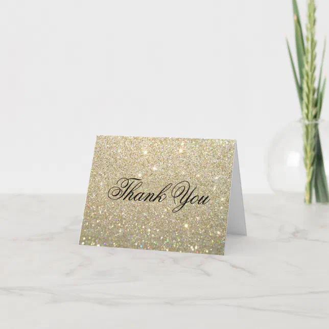 Thank You Note Card - Gold Glitter Fab | Zazzle