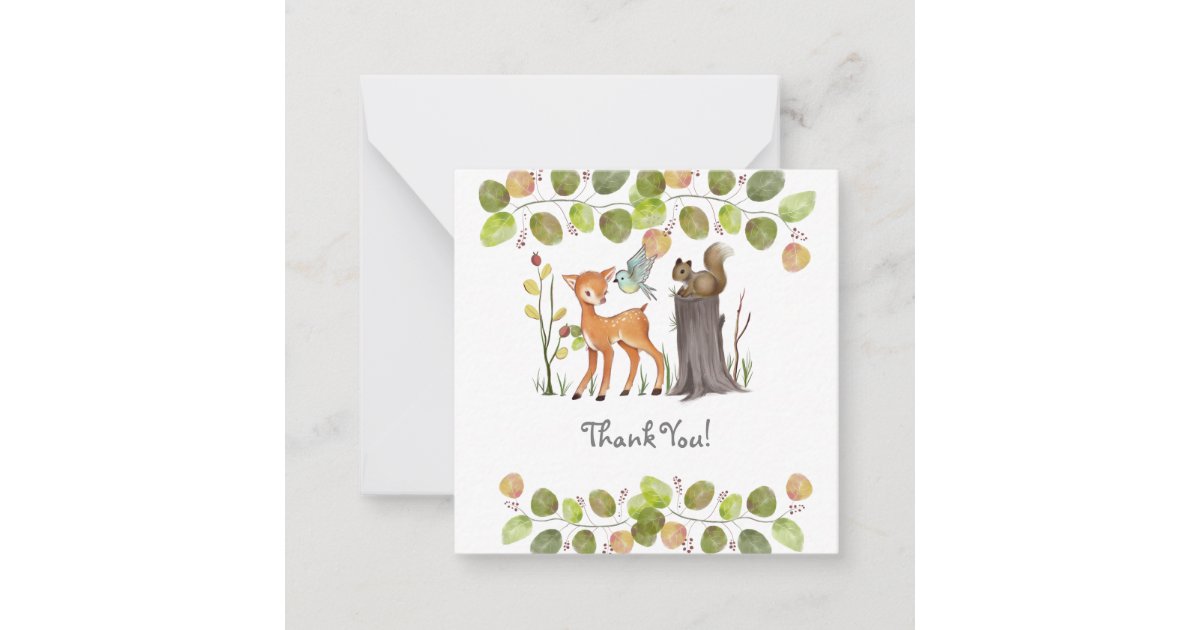 Thank You Note Cards Woodland Animals | Zazzle
