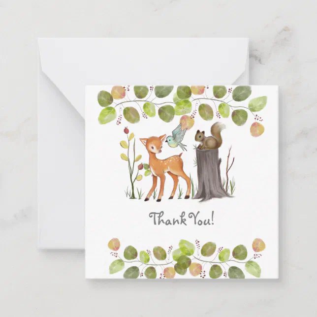 Thank You Note Cards Woodland Animals | Zazzle