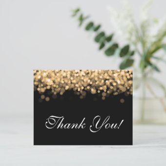 Thank You Note Gold Lights Postcard | Zazzle