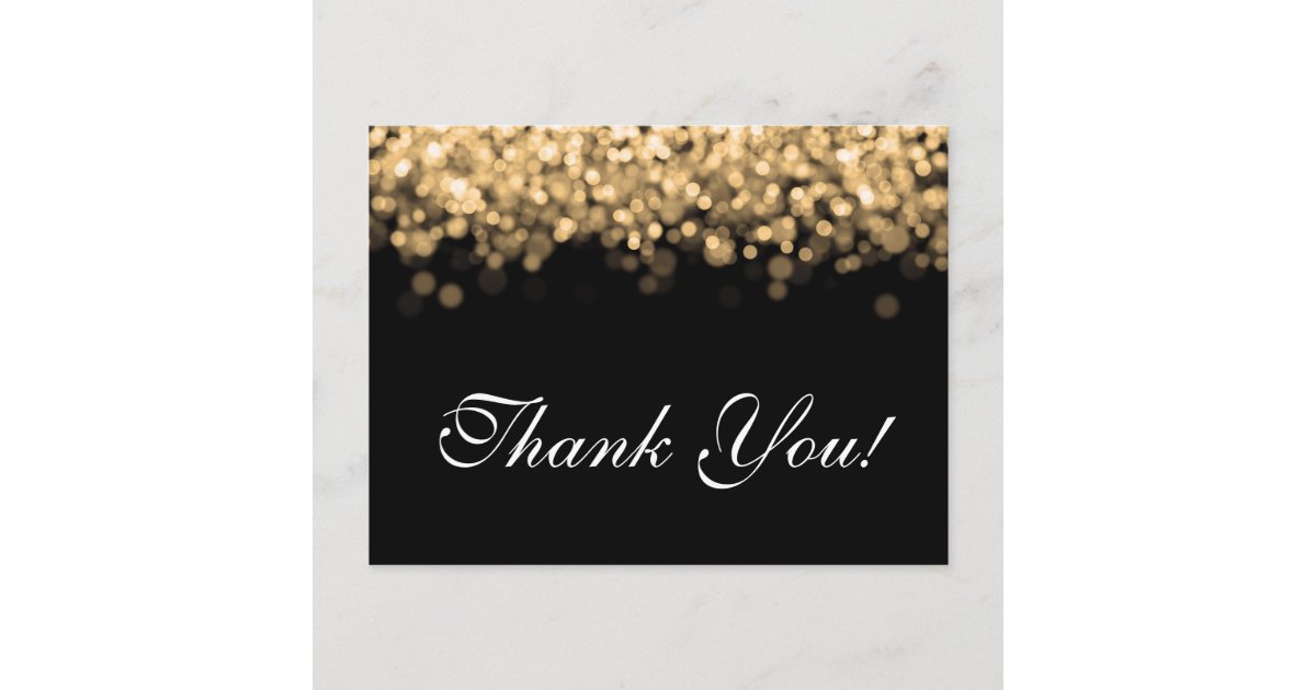 Thank You Note Gold Lights Postcard | Zazzle