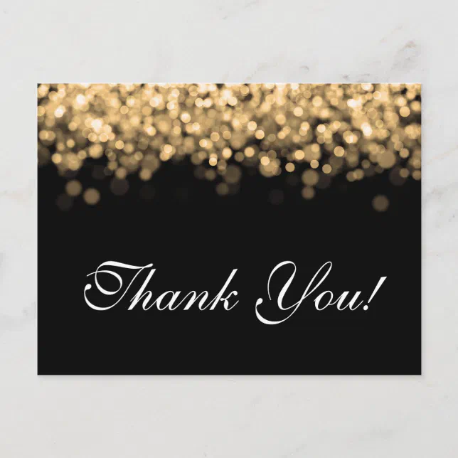 Thank You Note Gold Lights Postcard | Zazzle