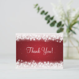 Thank You Note Magic Sparkle Red Postcard | Zazzle