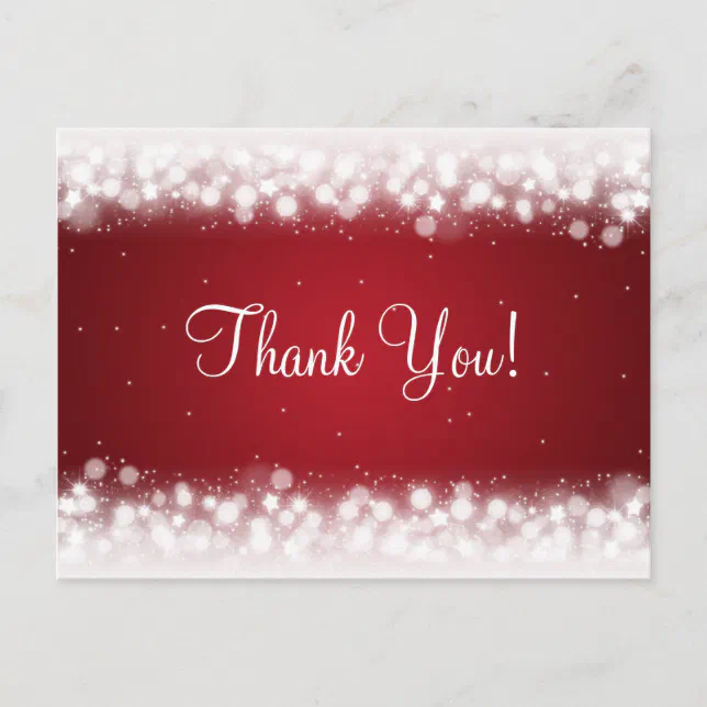 Thank You Note Magic Sparkle Red Postcard | Zazzle