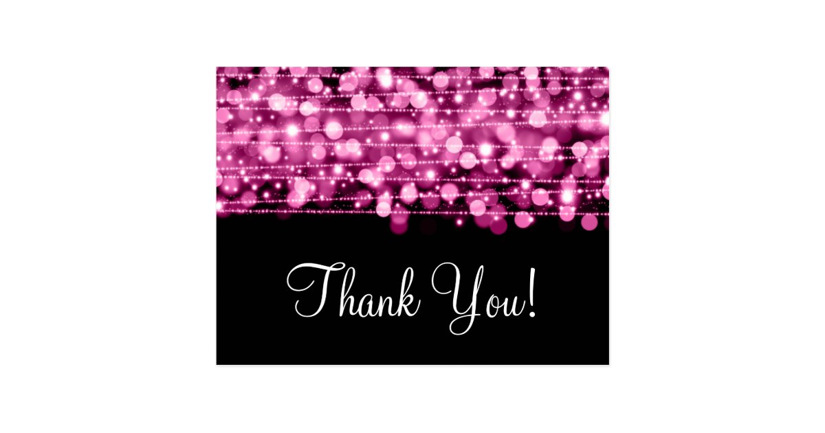 Thank You Note Party Sparkles Pink Postcard | Zazzle.com