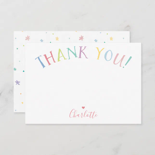 THANK YOU NOTE rainbow letters pastel colors Invitation | Zazzle